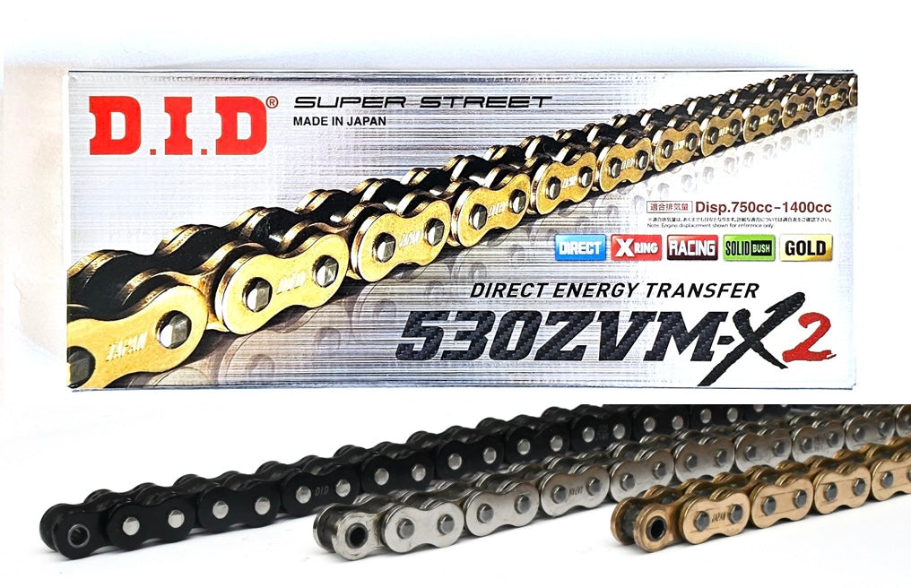 DID 530 ZVMX Super Street Extra Heavy Duty 112 Link Chain - Choice of ...